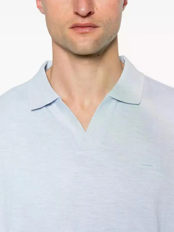 Calvin Klein Logo-patch Mélange Polo Shirt