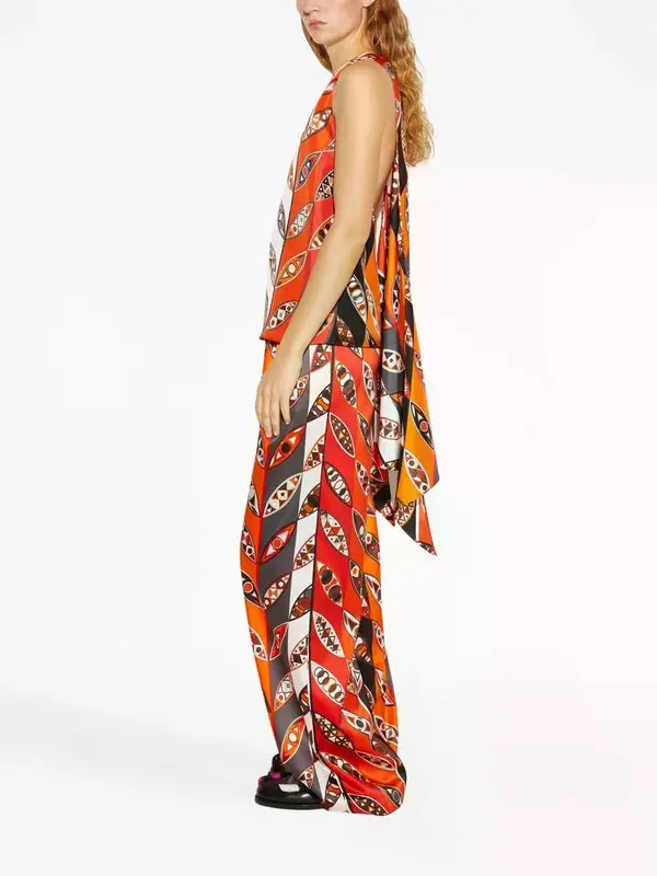 Emilio Pucci Graphic Print Sleeveless Silk Blouse