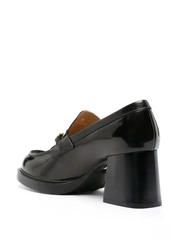 TOD'S 65mm Block Heel Leather Pumps With Logo Plaque