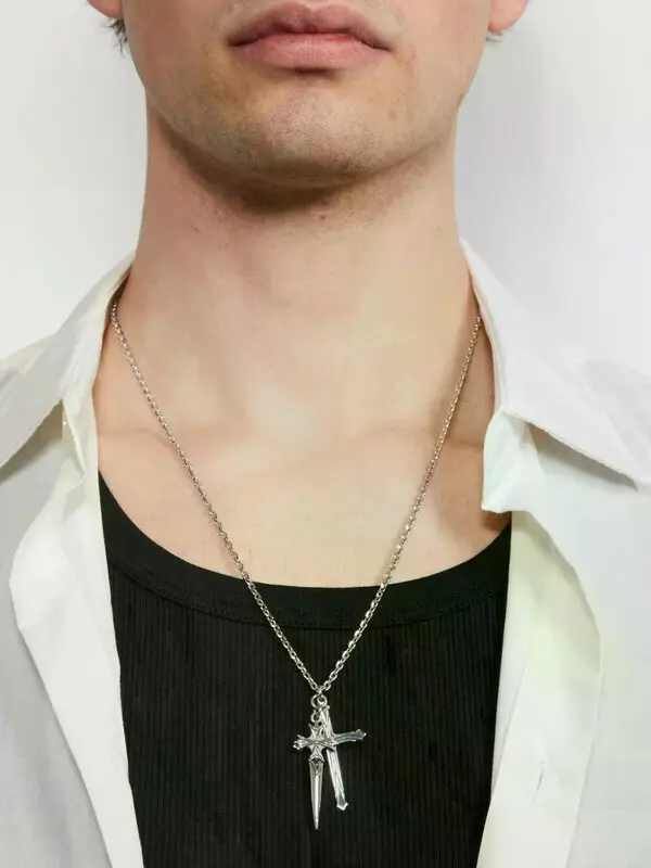 Emanuele Bicocchi Large Pugnale + Cross Necklace - Silver