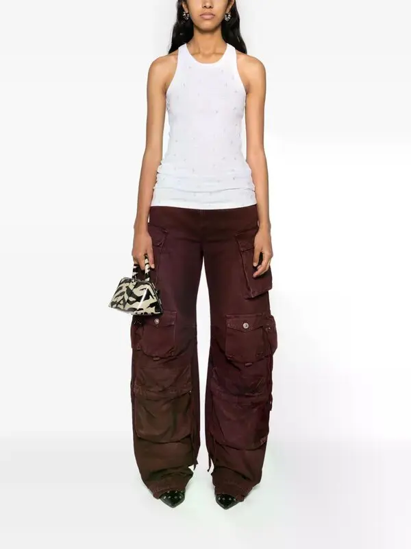Attico Rhinestone Logo Ribbed Tank Top