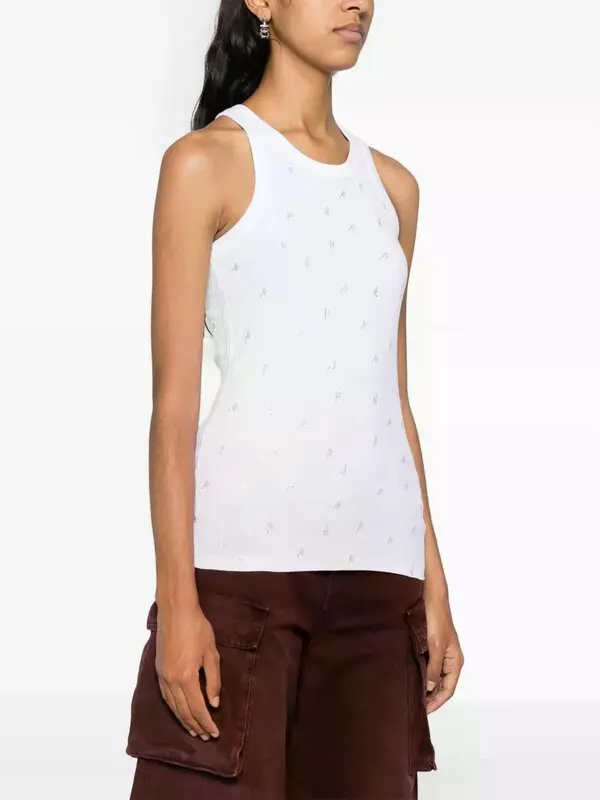 Attico Rhinestone Logo Ribbed Tank Top