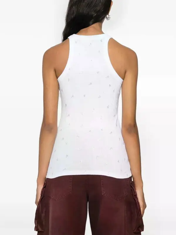 Attico Rhinestone Logo Ribbed Tank Top