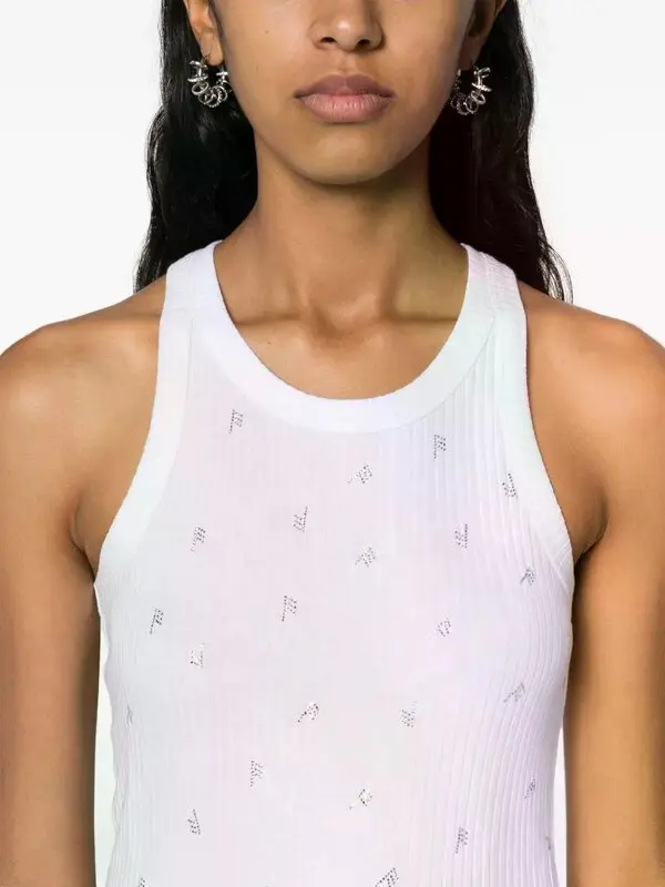 Attico Rhinestone Logo Ribbed Tank Top