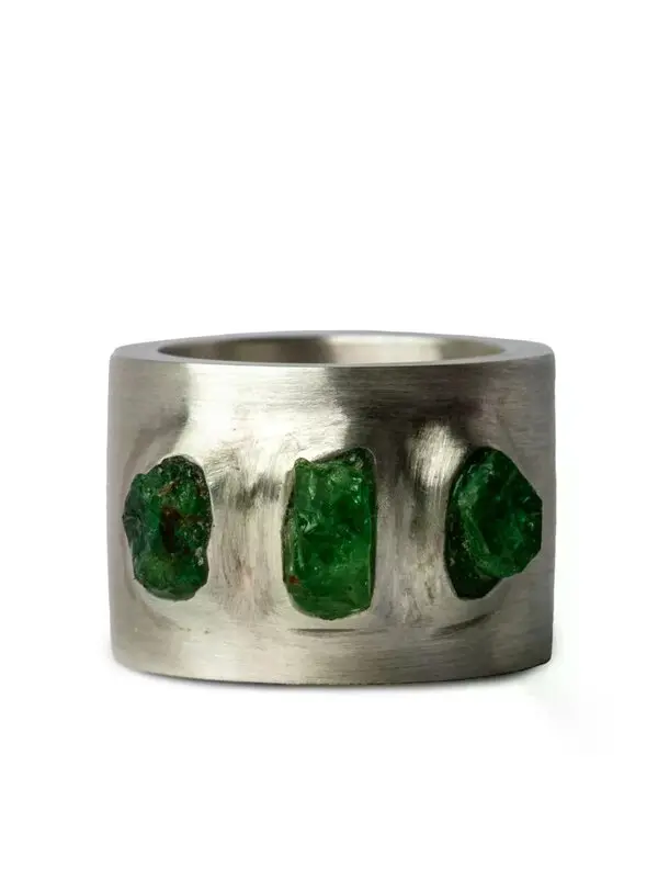PARTS OF FOUR Sterling Sistema Garnet Wide Ring - Silver