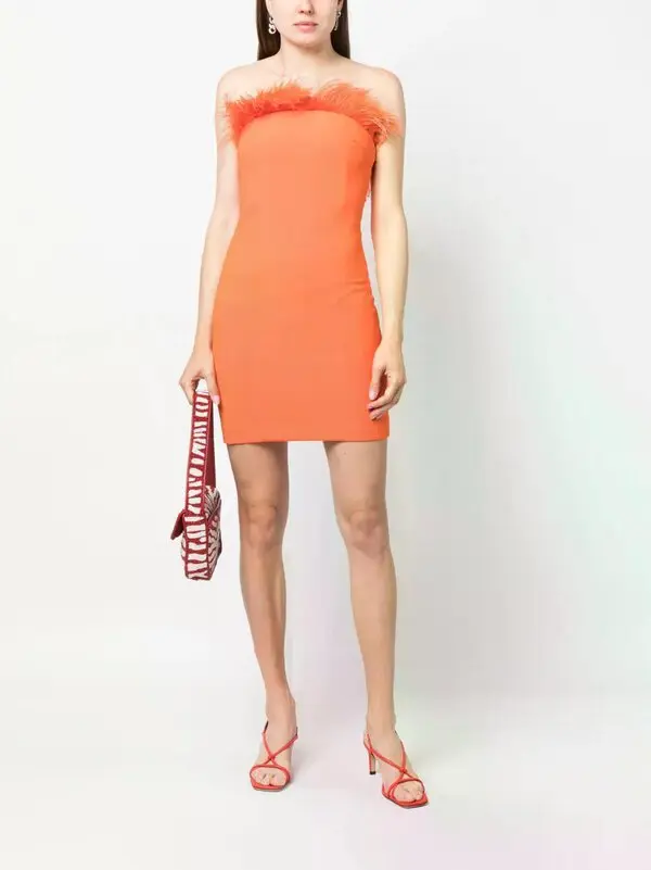 Patrizia Pepe Feather-trim Strapless Mini Dress