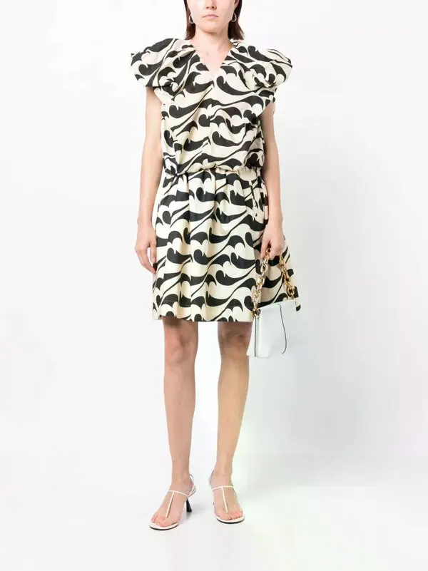 JNBY Abstract Pattern Cotton A-line Midi Skirt - Neutrals