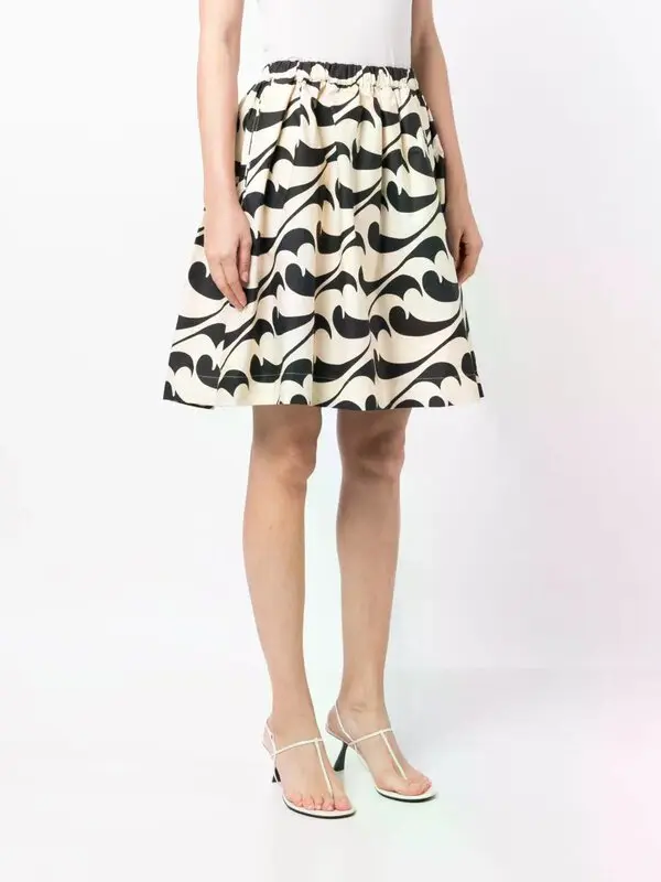 JNBY Abstract Pattern Cotton A-line Midi Skirt