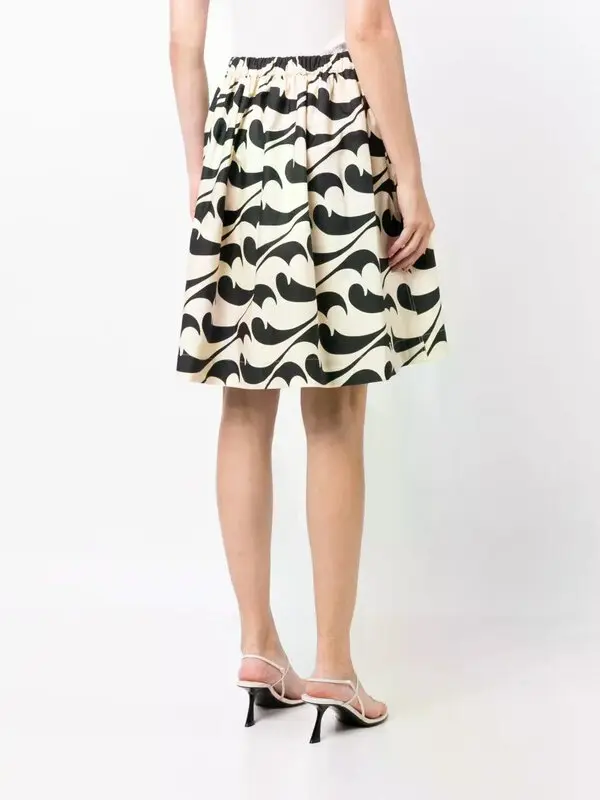 JNBY Abstract Pattern Cotton A-line Midi Skirt