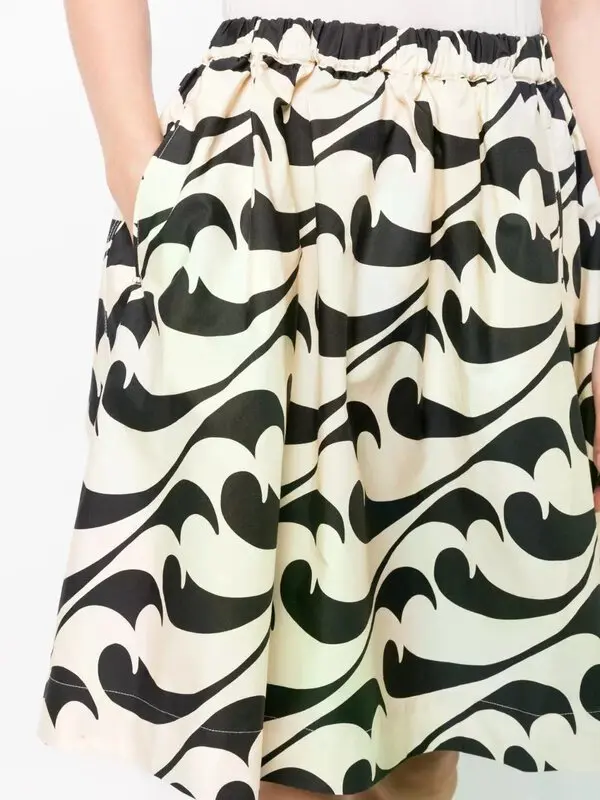 JNBY Abstract Pattern Cotton A-line Midi Skirt