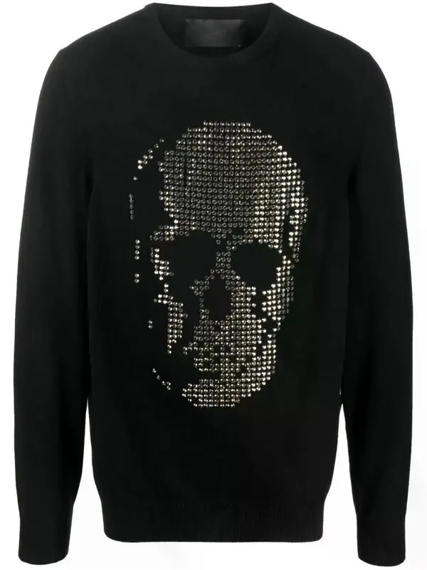 Philipp Plein Embellished Skull Cashmere Sweatshirt - Black