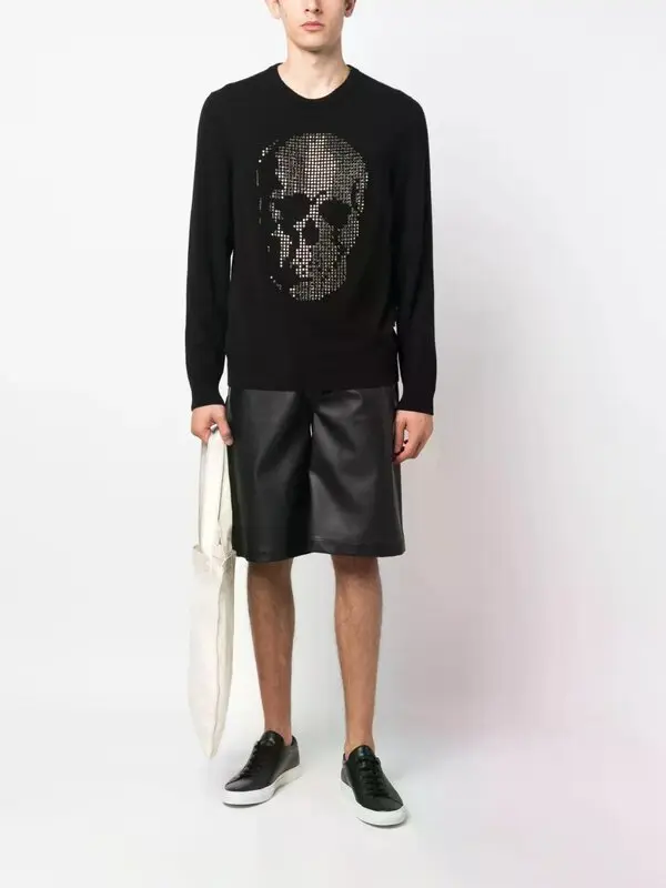 Philipp Plein Embellished Skull Cashmere Sweatshirt - Black