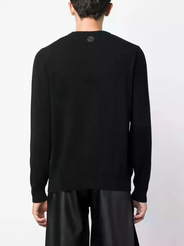 Philipp Plein Embellished Skull Cashmere Sweatshirt - Black