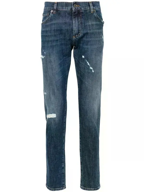 Dolce & Gabbana Ripped Detail Tapered Jeans