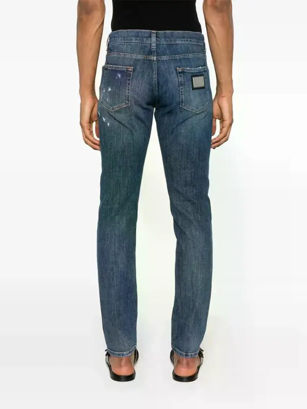 Dolce & Gabbana Ripped Detail Tapered Jeans