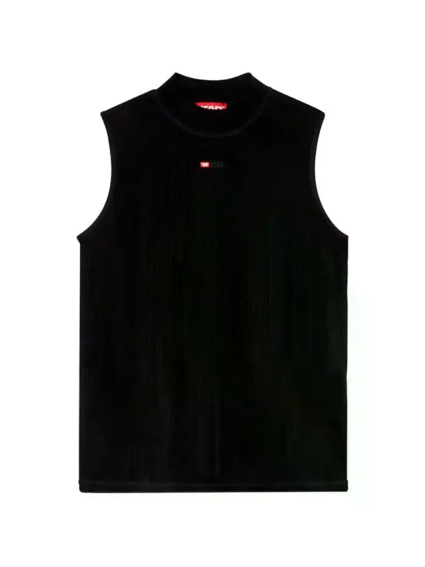 DIESEL® Mock Neck Ribbed Top - Black