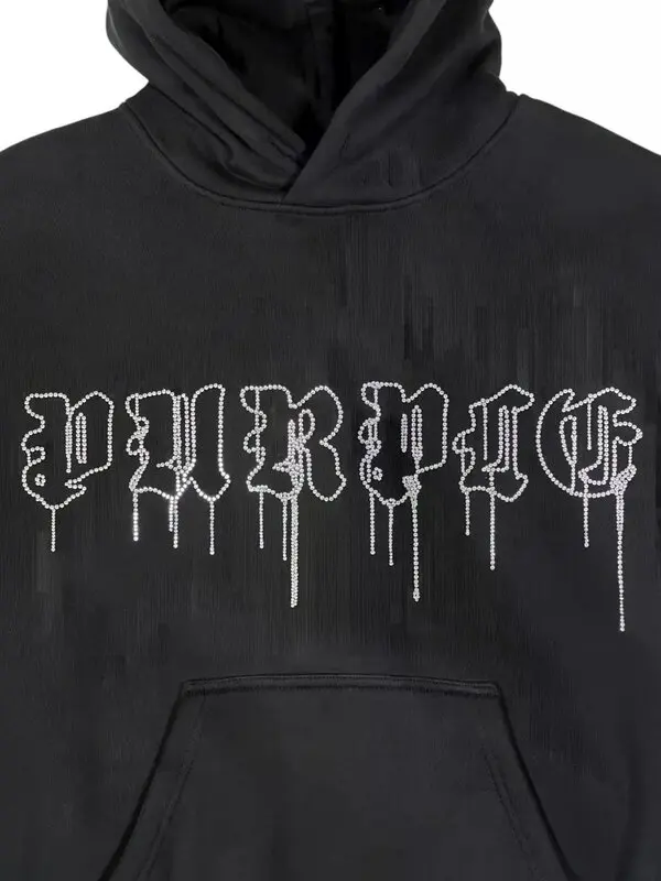 PURPLE BRAND Crystal Gothic Drip Hoodie - Black