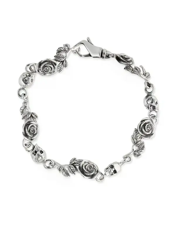 Emanuele Bicocchi Rose And Skull Bracelet - Silver