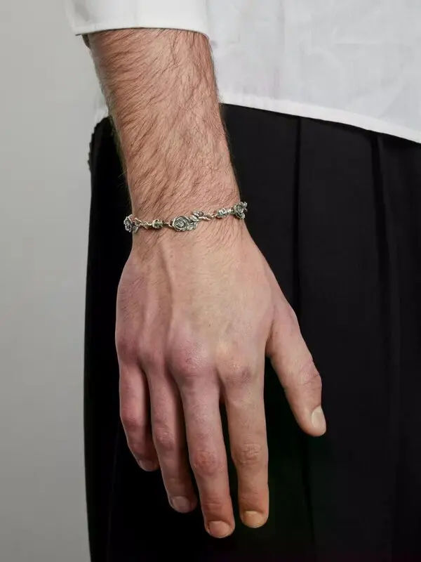 Emanuele Bicocchi Rose And Skull Bracelet - Silver