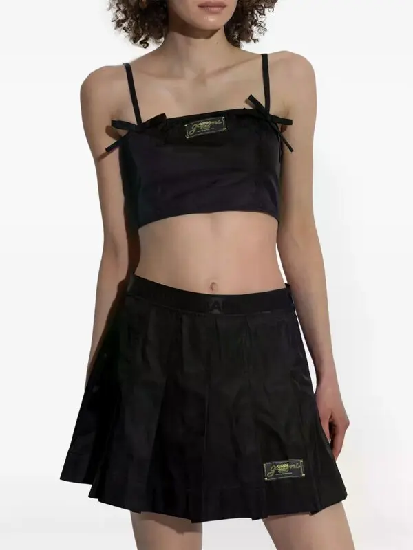 GANNI Logo Patch Cropped Strap Top