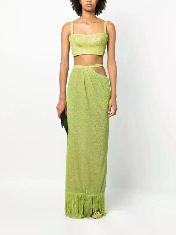 RAYANE BACHA Cut-out Metallic Maxi Dress