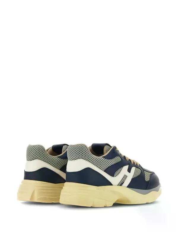 Hogan Panelled Leather And Mesh Sneakers - Blue