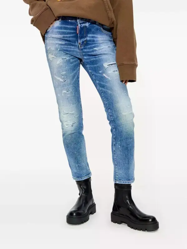 Dsquared2 Powder Ripped Tapered Leg Jeans