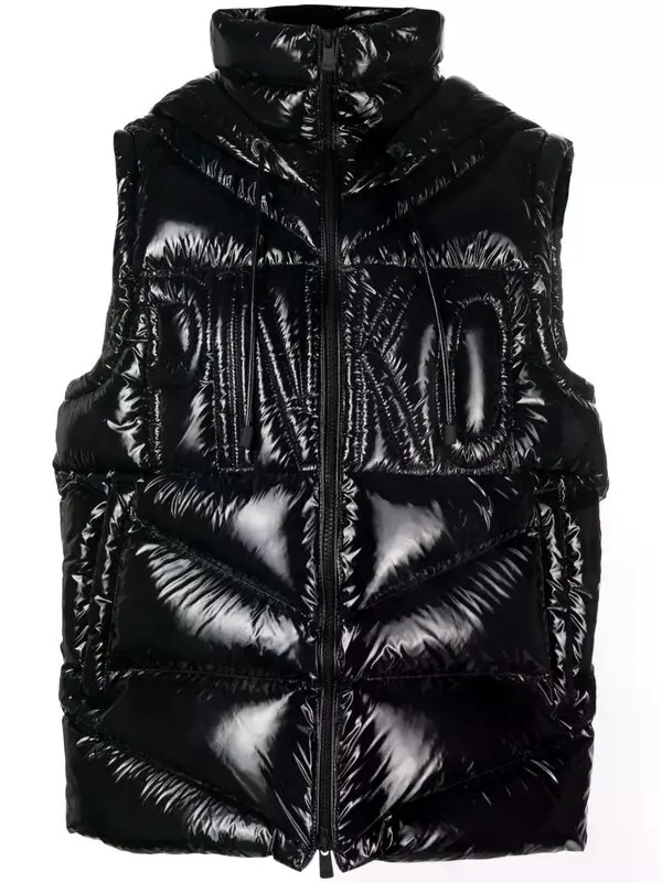Pinko Puffer Gilet With Embossed Logo - Black