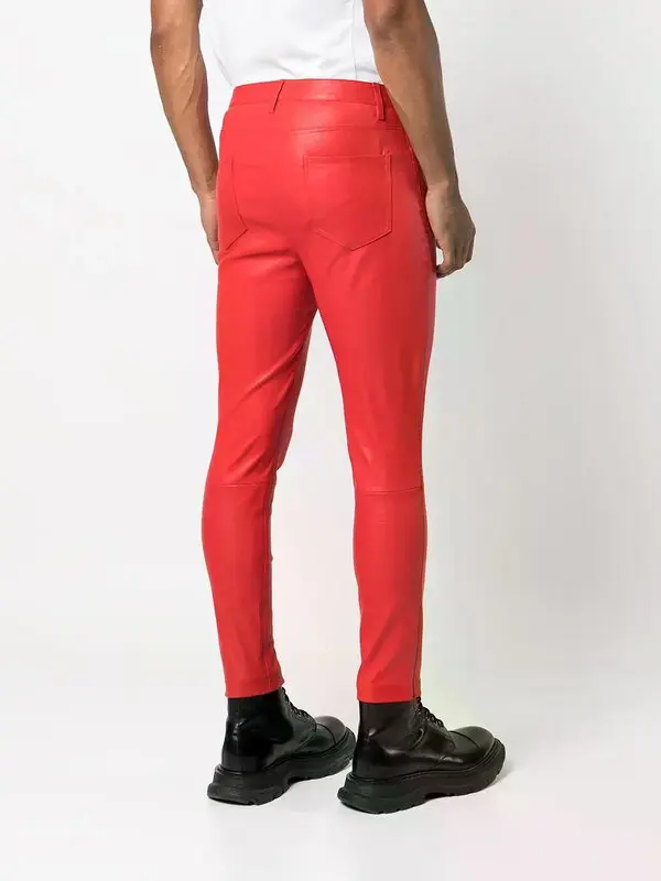 ROMEO HUNTE Slim-fit Leather Trousers - Red
