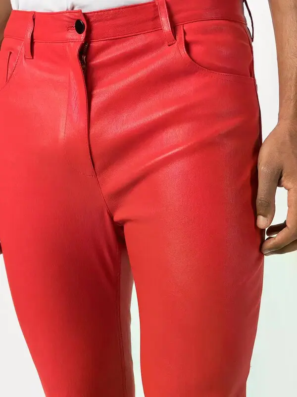 ROMEO HUNTE Slim-fit Leather Trousers - Red