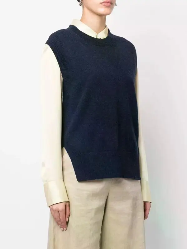 BARRIE Iconic Sleeveless Cashmere Jumper - Blue