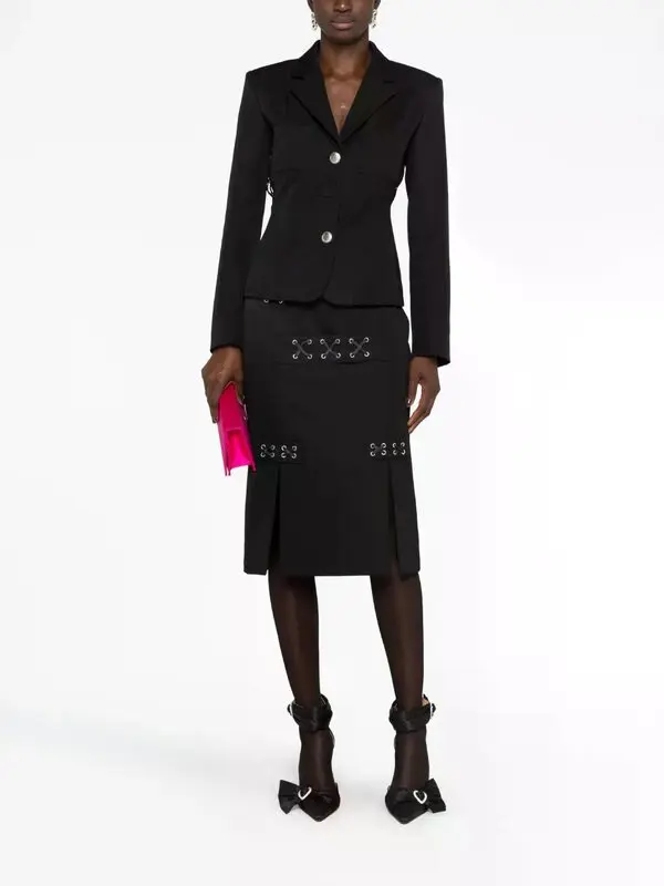 Alessandra Rich Lattice-embellished Wool Blend Midi Skirt
