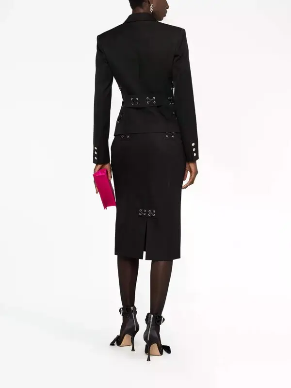 Alessandra Rich Lattice-embellished Wool Blend Midi Skirt
