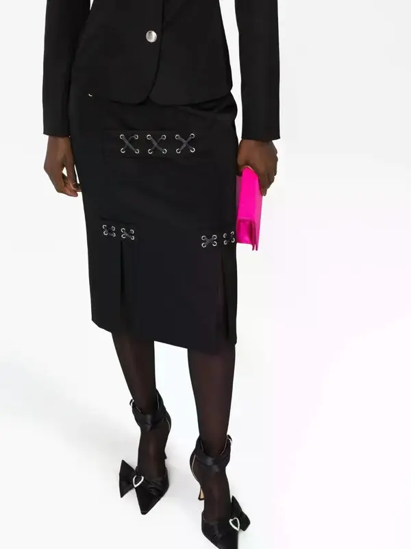 Alessandra Rich Lattice-embellished Wool Blend Midi Skirt
