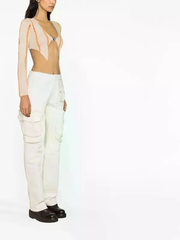 AMBUSH Contrast-trim Cropped Cardigan - Neutrals