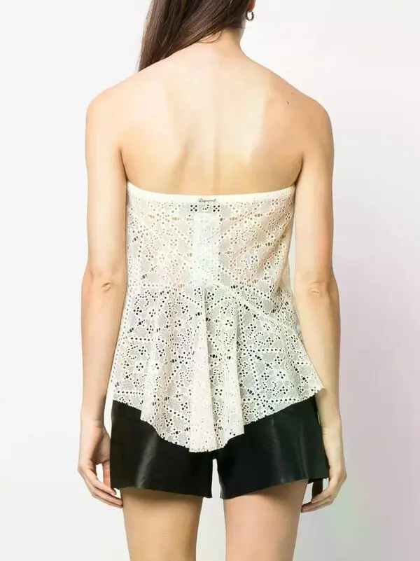 Dsquared2 Broderie Anglaise Draped Strapless Top