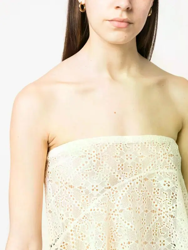 Dsquared2 Broderie Anglaise Draped Strapless Top