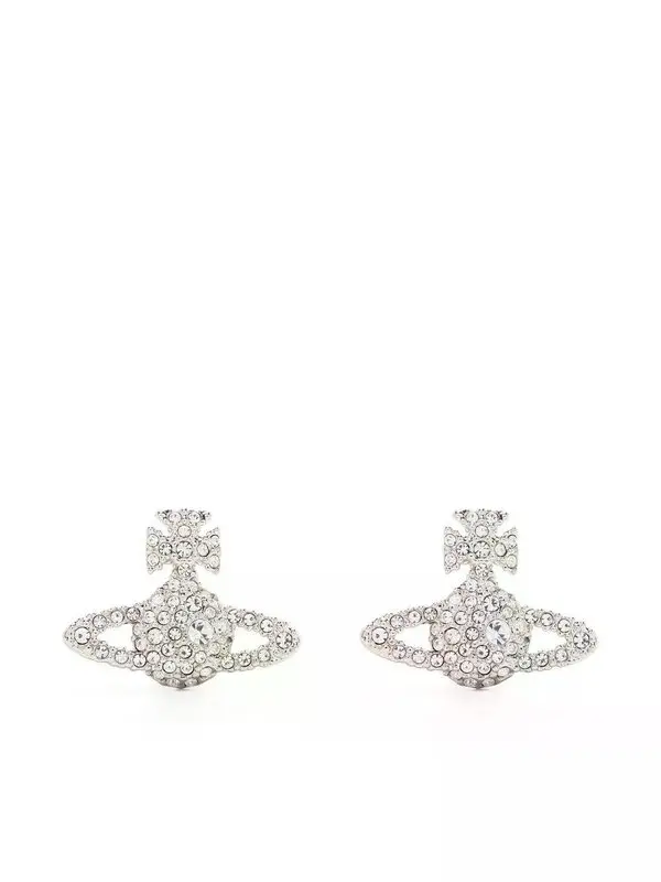 VIVIENNE WESTWOOD Crystal-embellished Logo Stud Earring - Silver