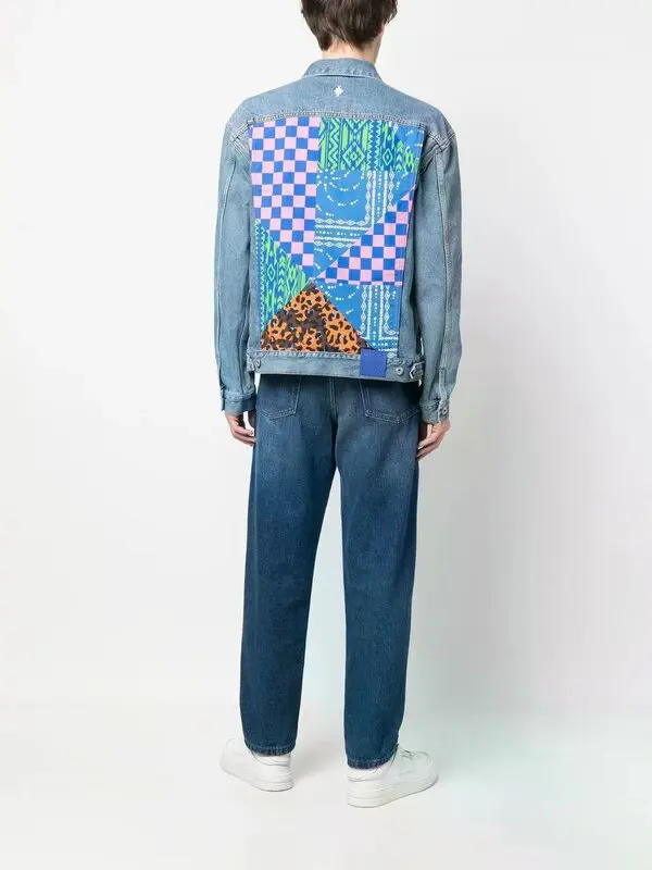 COUNTY OF MILAN Denim Jacket With Abstract Print - Blue