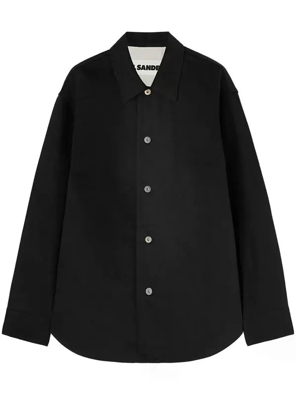 JIL SANDER Logo-patch Denim Shirt - Black