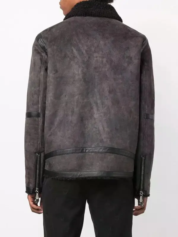 Philipp Plein Iconic Suede Biker Jacket - Black