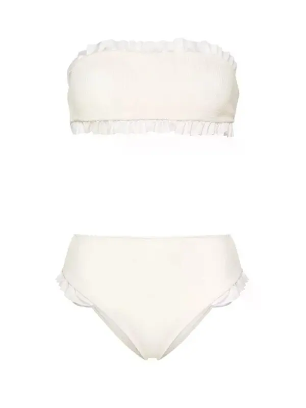 PARAMIDONNA Kylie Ruffled-trim Bandeau Bikini - Neutrals