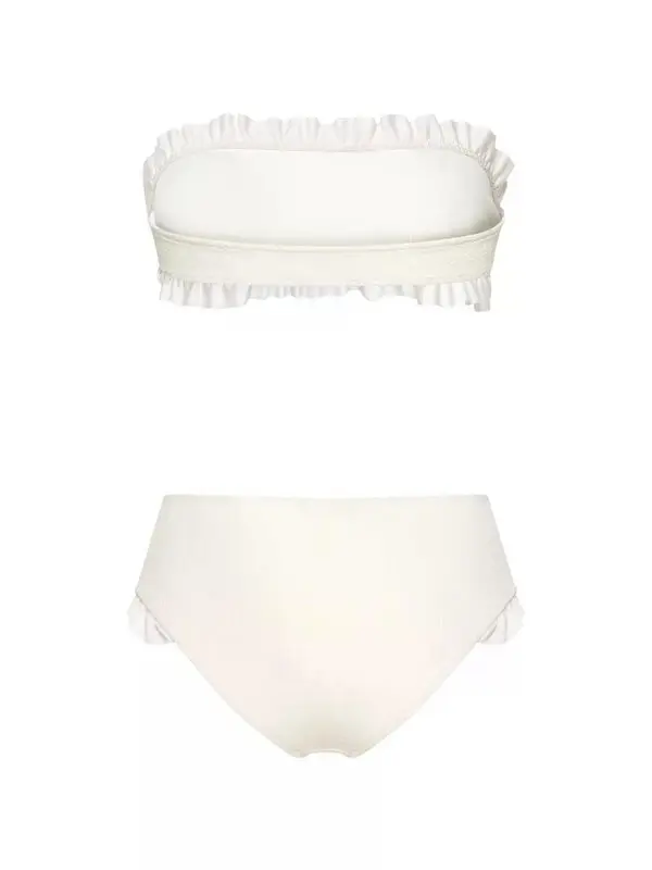 PARAMIDONNA Kylie Ruffled-trim Bandeau Bikini - Neutrals