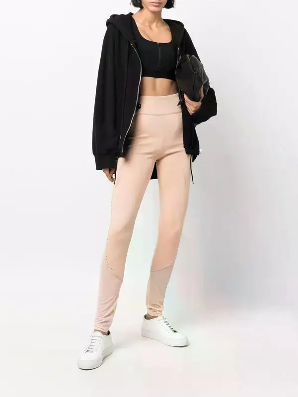 Philipp Plein Stud-detail Sheer-paneling Leggings