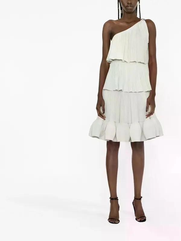 LANVIN Pleated One-shoulder Dress - Green