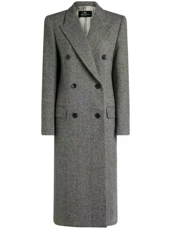 Etro Herringbone-pattern Double-breasted Coat