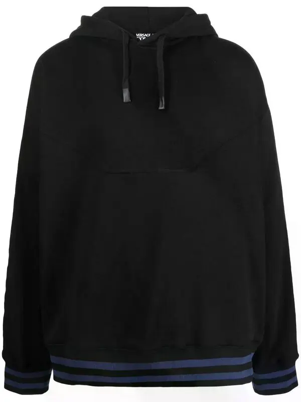 Versace Logo-print Striped-trim Hoodie
