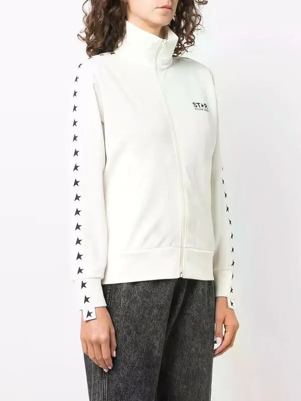 GOLDEN GOOSE Star-print Zipped Sweatshirt - Neutrals