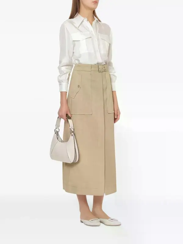 Alberta Ferretti Buckled Straight Skirt - Neutrals