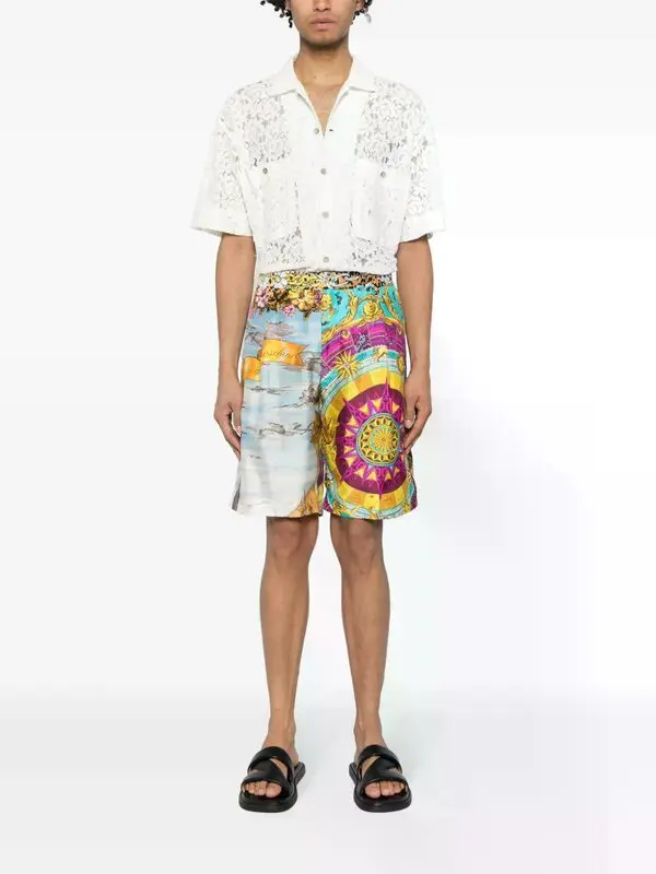 Moschino Graphic-print Silk Shorts - Multicolour